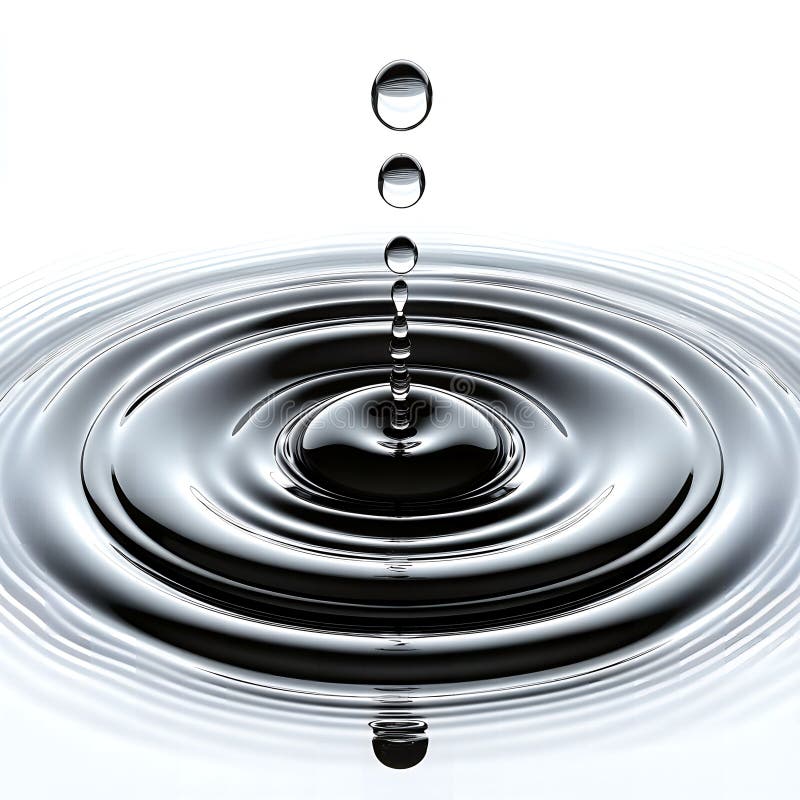 Liquid Droplet Falling Creating Concentric Circles Ripple Effect on ...