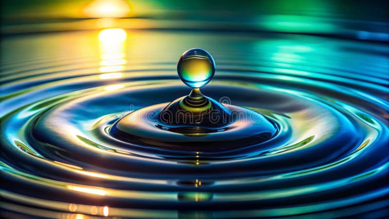 Liquid Droplet Impacting a Dark Surface, Creating Vibrant Concentric ...