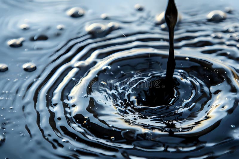 Liquid Droplet Impacts Water Surface Creating Concentric Ripples and ...