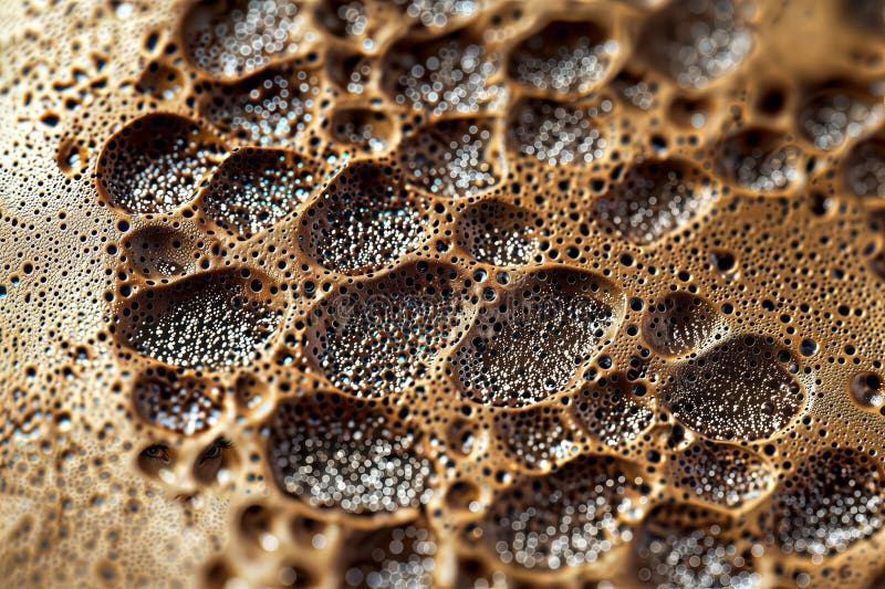 Close-up of Golden-Brown Liquid Droplets, Generative Ai Stock ...