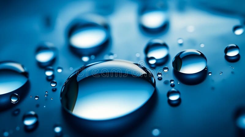 Liquid Drops on Blue Background. Macro Wallpaper Stock Illustration ...