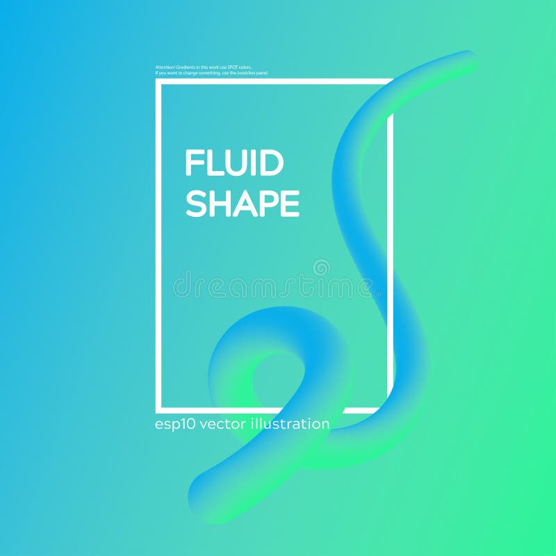 Liquid Dynamic Fluid Line Shape. Vector Blue & Green Gradient ...