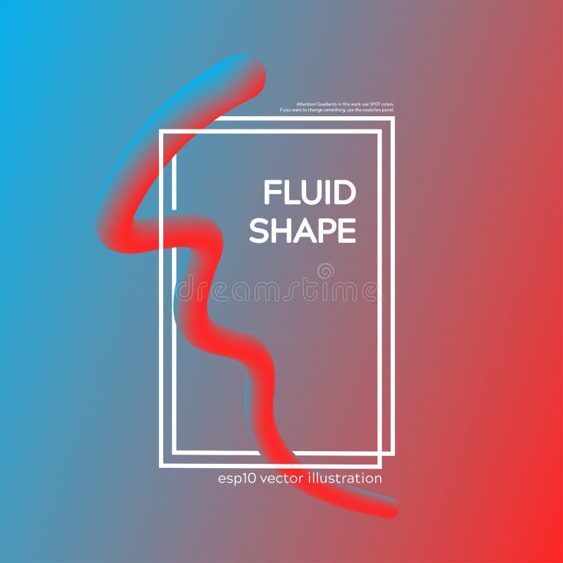 Liquid Dynamic Fluid Line Shape. Vector Blue & Red Gradient ...