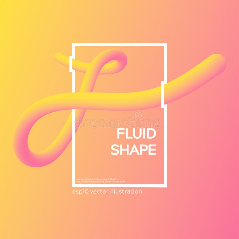 Liquid Dynamic Fluid Line Shape. Vector Yellow & Pink Gradient ...