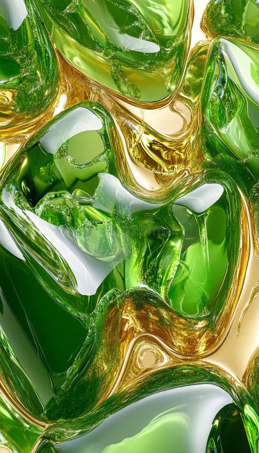 Liquid Emerald Flow Abstract Glass and Fluid Design, Digital Art Background Wallpaper Stock ...