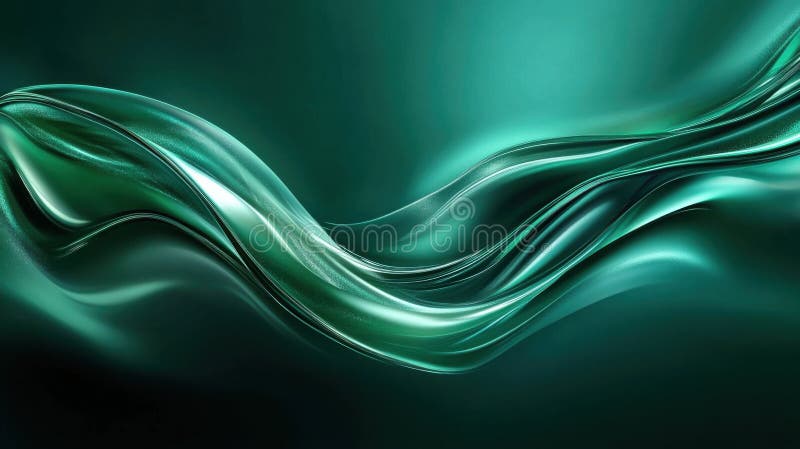 Liquid Emerald Green with Sleek Waves: an Elegant Abstract Digital ...