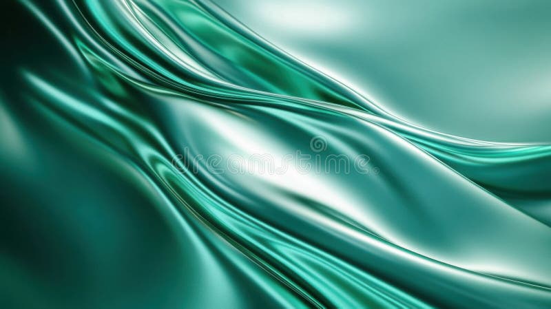 Liquid Emerald Green with Sleek Waves: an Elegant Abstract Digital ...