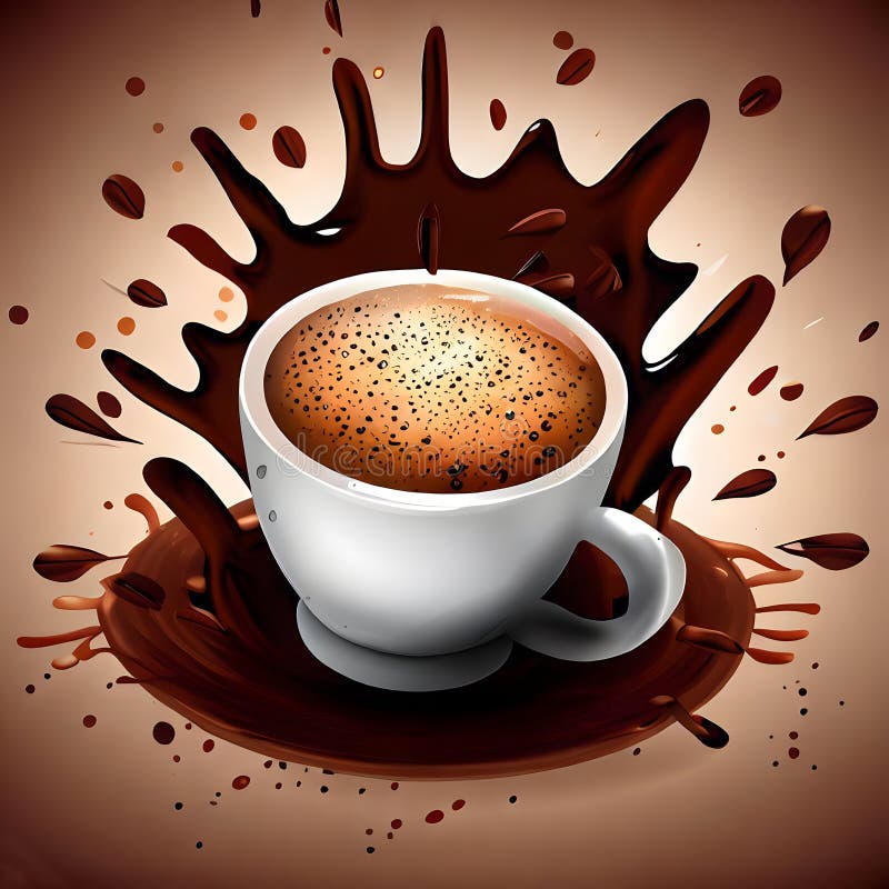 Liquid Espresso Coffee Splash with Splattered Coffee Element Ai ...
