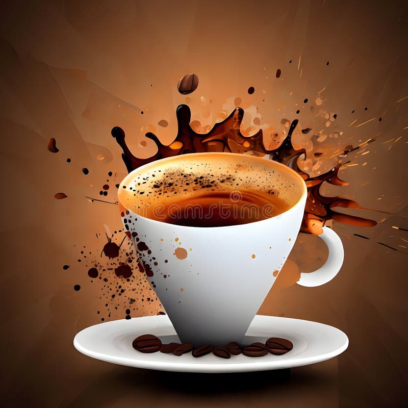 Liquid Espresso Coffee Splash with Splattered Coffee Element Ai ...