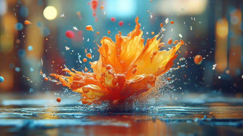 Liquid Exploding in Slow Motion, Creating a Colorful Splash with ...