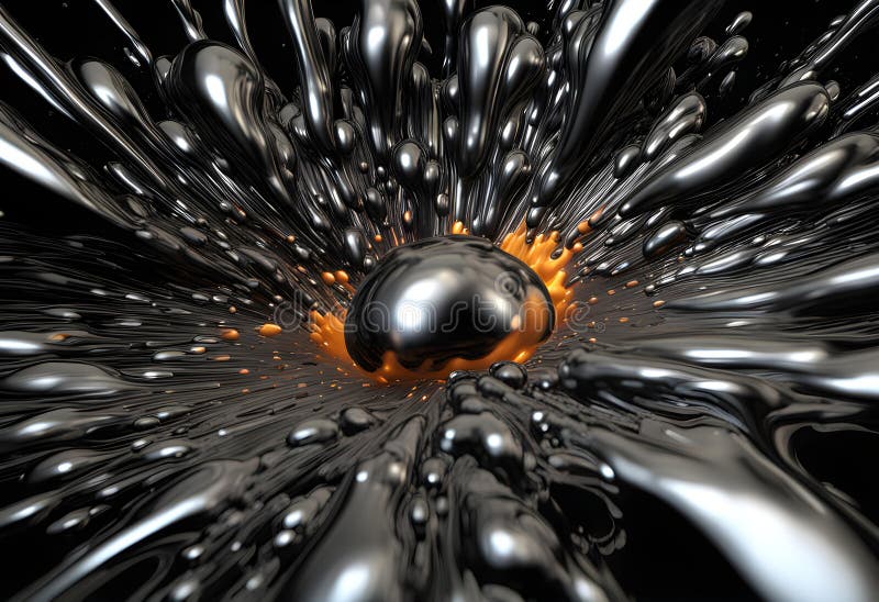 Liquid Explosion on Black 3d Illustration Stock Illustration ...