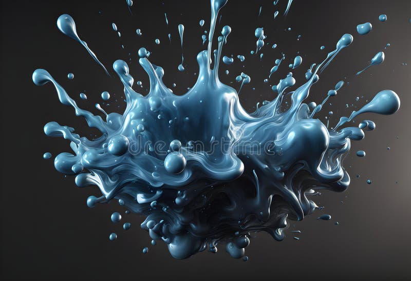 Liquid Explosion on Black 3d Illustration Stock Illustration ...