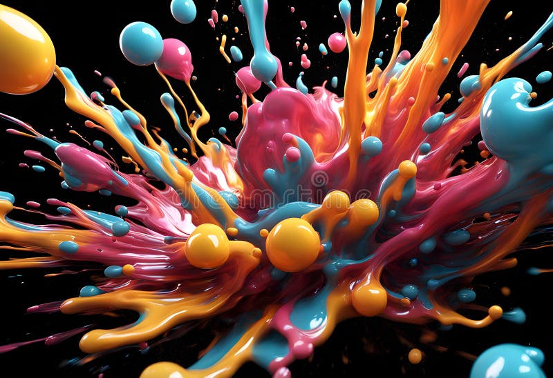 Liquid Explosion on Black 3d Illustration Stock Illustration ...