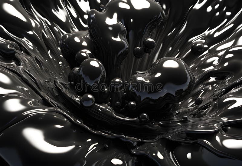 Liquid Explosion on Black 3d Illustration Stock Illustration ...