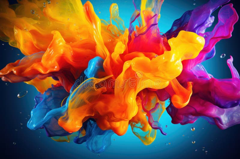 Liquid Explosion of Colorful Paint on Dark Background, Rainbow Burst of ...
