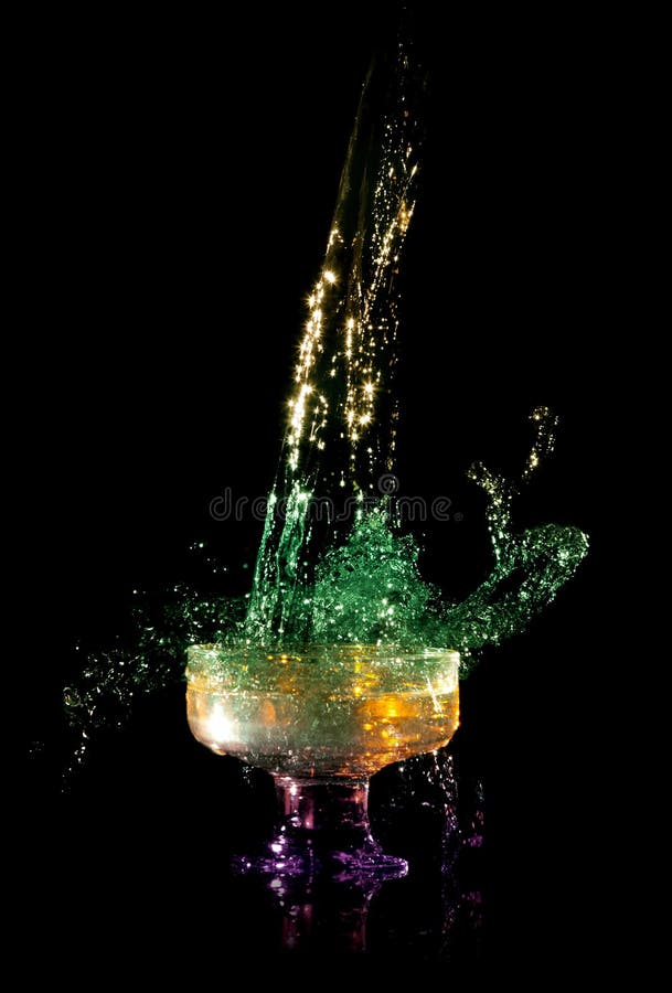 Liquid Falling Down in the Glass and Coins Near by Stock Photo - Image ...