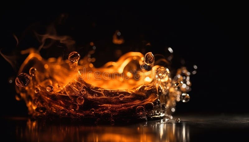 Liquid Fire Falling, Reflecting Bright Circle of Beauty Generated by AI ...