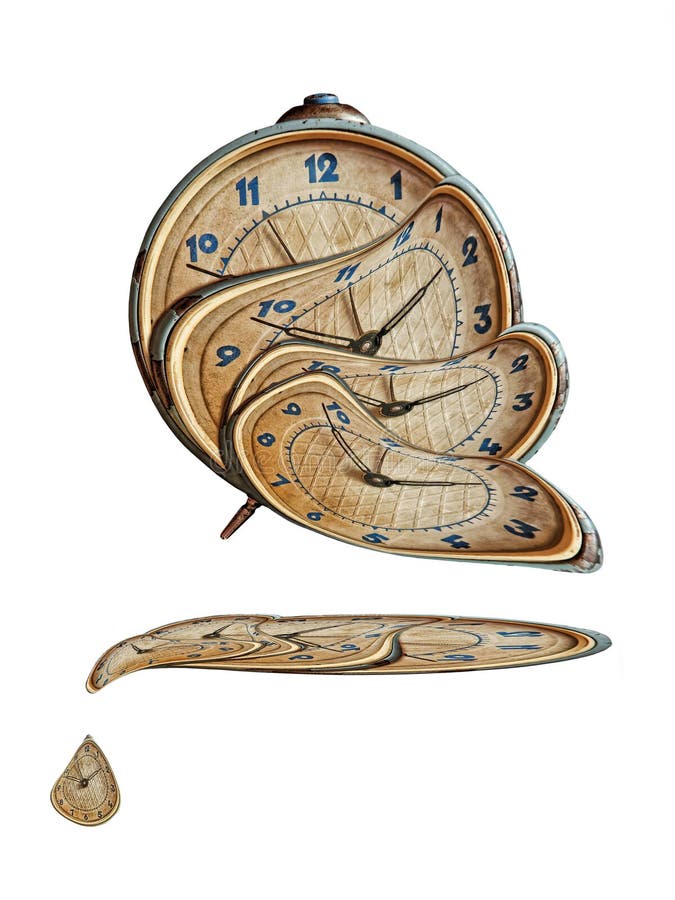 Liquid and Flexible Time Concept.Surreal Alarm Clock Transforming and ...
