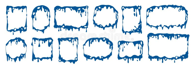 Liquid Flow Frames Set. Rectangular and Round Square Shape with Bubbles ...