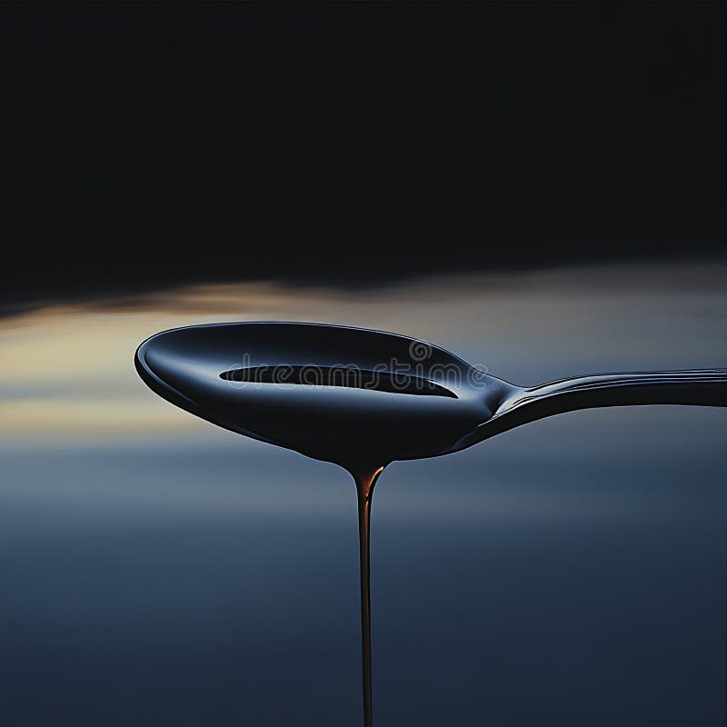 Liquid Flowing Over the Edge of a Shiny Spoon Stock Illustration ...