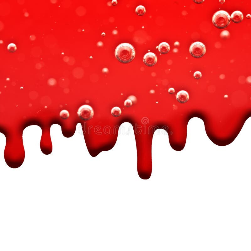 Liquid Flows Red, Dripping Blood, Macro Air Bubbles Stock Image - Image ...