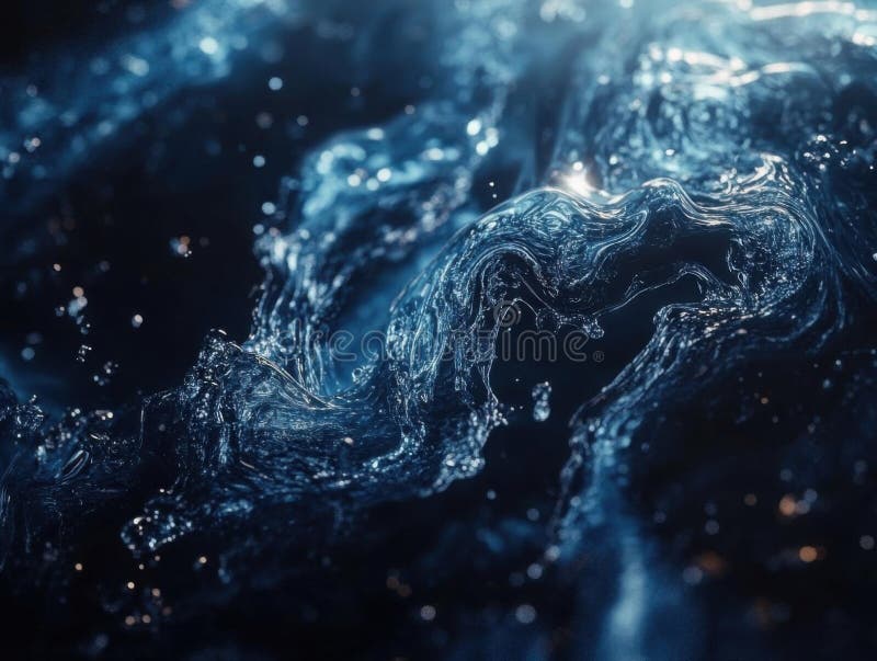 Liquid Flows, Swirling Deep Blue Abstract Water, Motion Textures ...