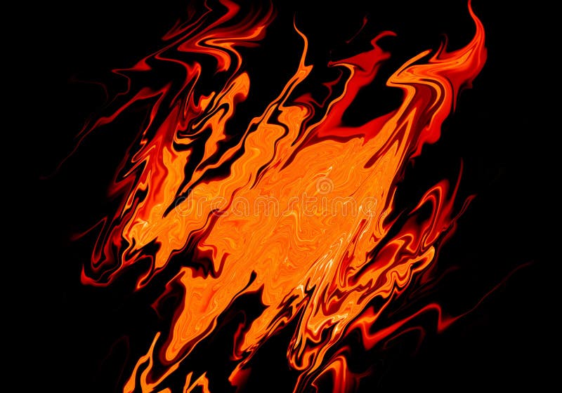 Fluid Orange Flame Abstract Texture on Black Background Stock ...