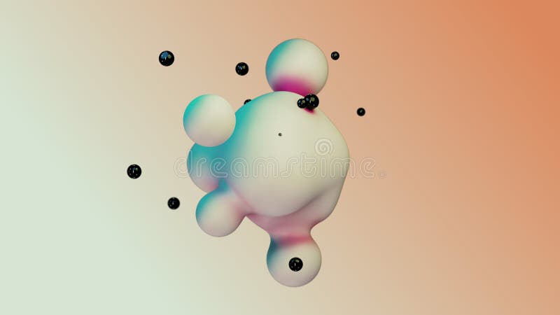 Liquid Fluid Dynamic Abstract Animated White Metaball Floating Spheres ...