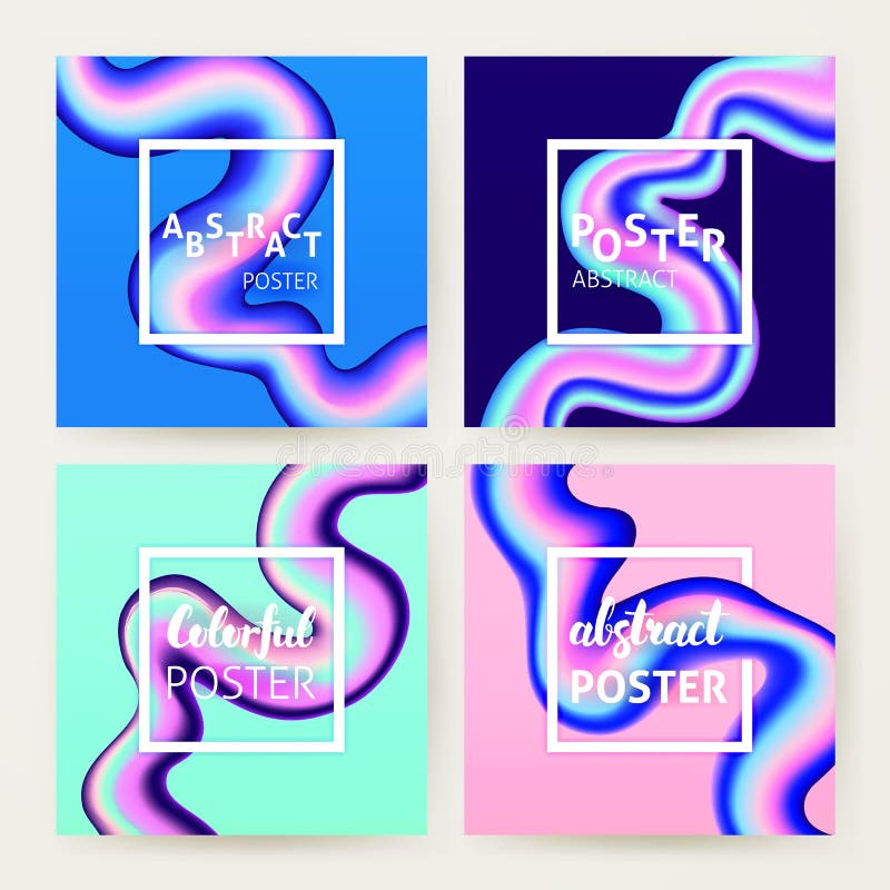 Liquid Fluid Poster Set stock vector. Illustration of poster - 89761169