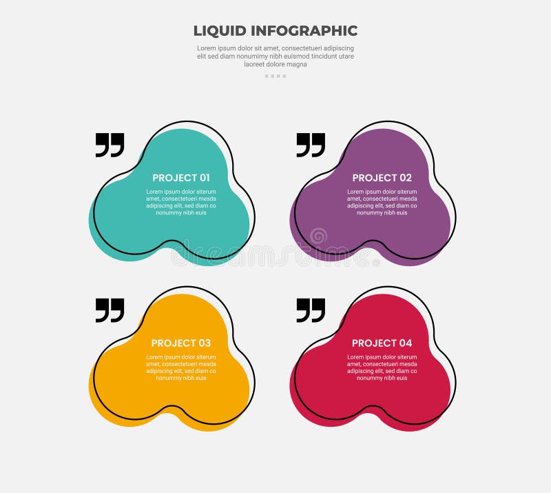 Liquid and Fluid Shape Infographic Outline Style with 4 Point Template ...