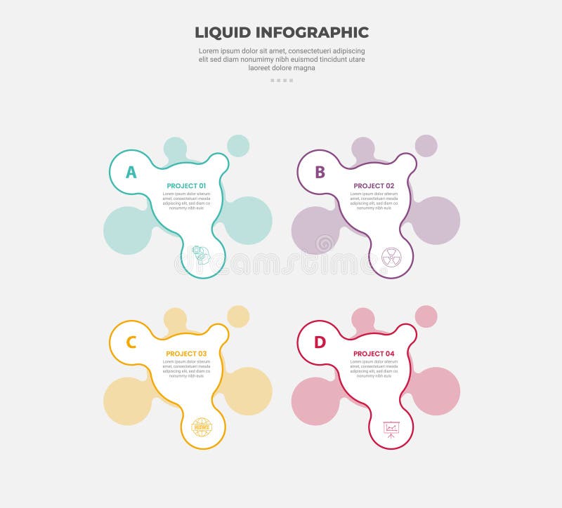 Liquid and Fluid Shape Infographic Outline Style with 4 Point Template ...