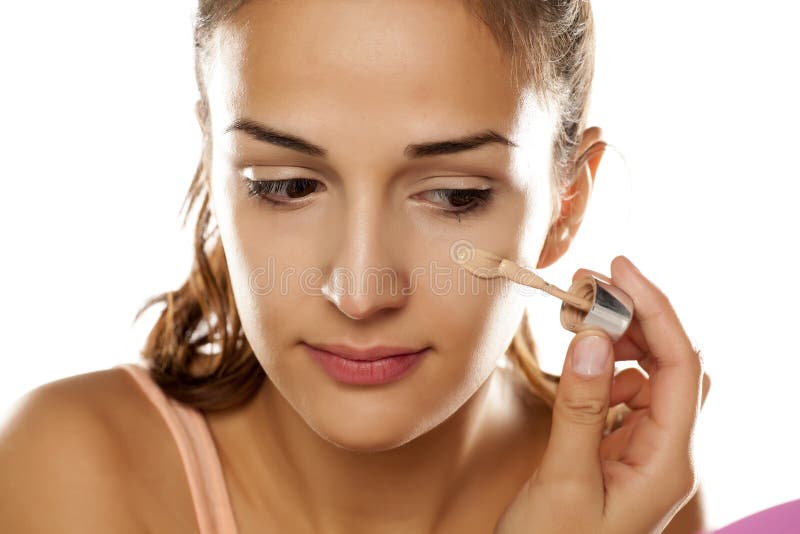 Liquid foundation apply stock photo. Image of beige, white - 86076158