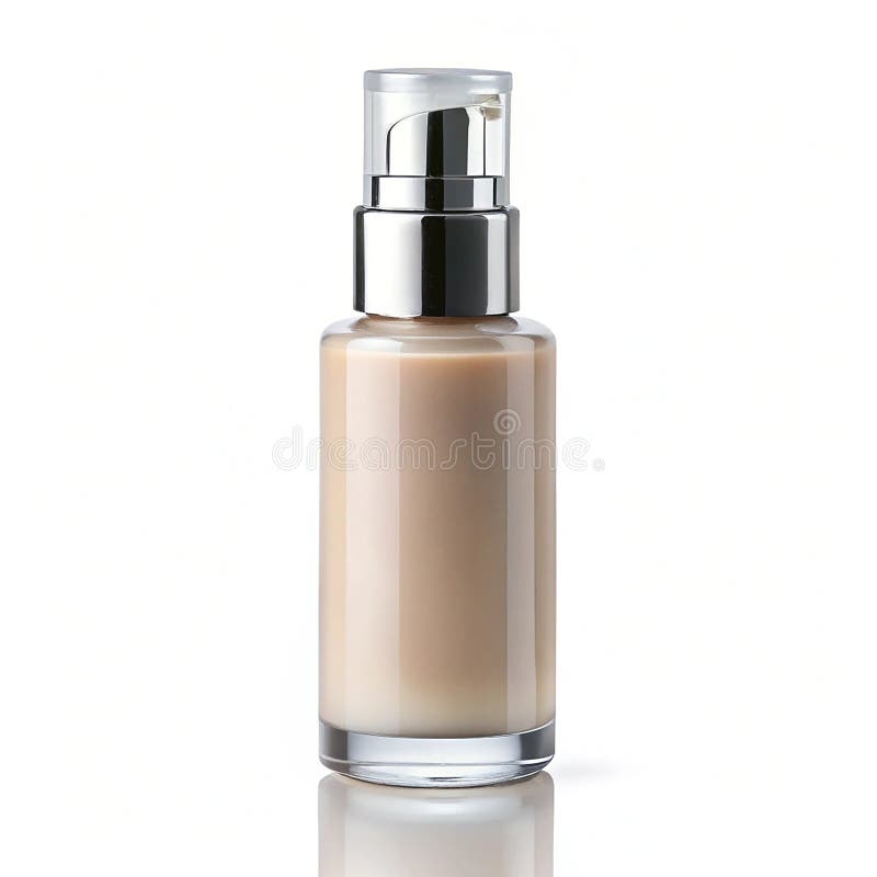 Liquid Foundation Bottle with Pump on White Background Stock ...