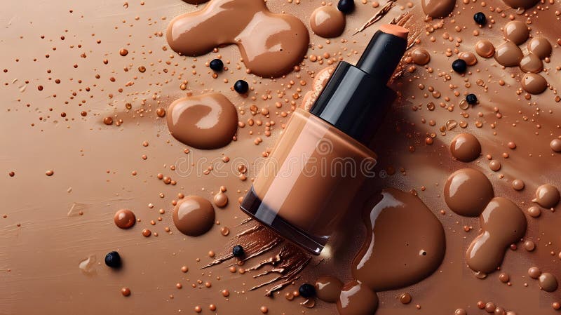 Liquid Foundation Spilled on Brown Surface in Macro Photography Stock ...
