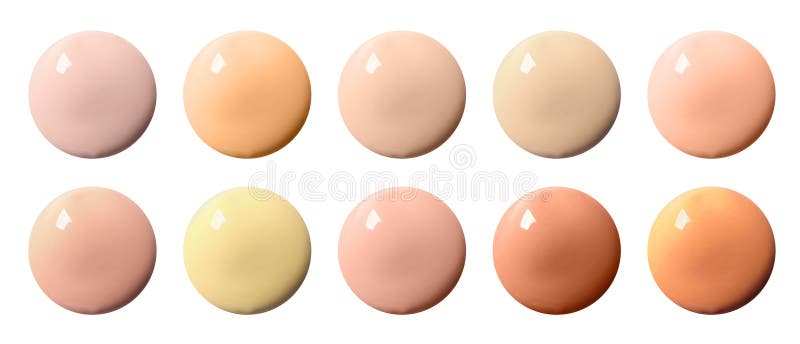 Foundation of Various Shades for Different Skin Tones Isolated on White ...