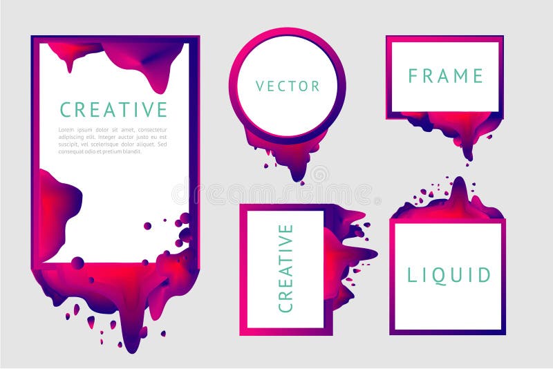 Liquid Frames Set Isolated on White. Abstract Design Element with Color ...