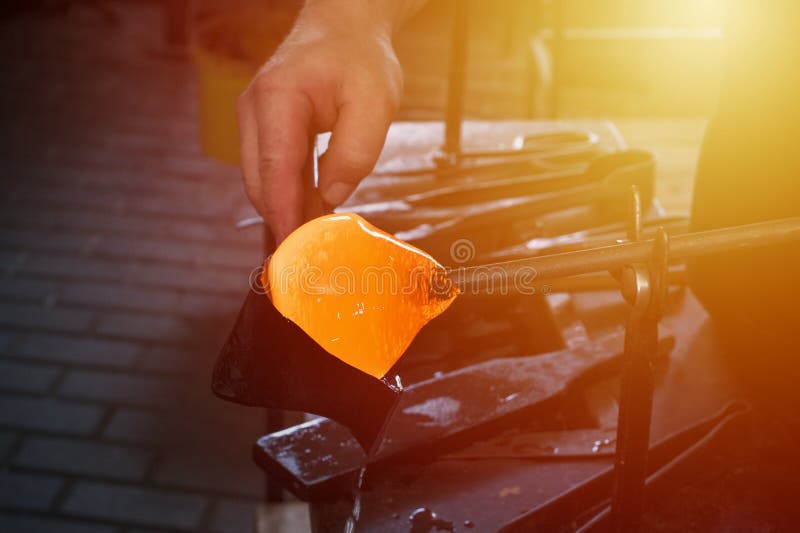 Liquid Glass Production Process. Stock Image - Image of blower, heat ...