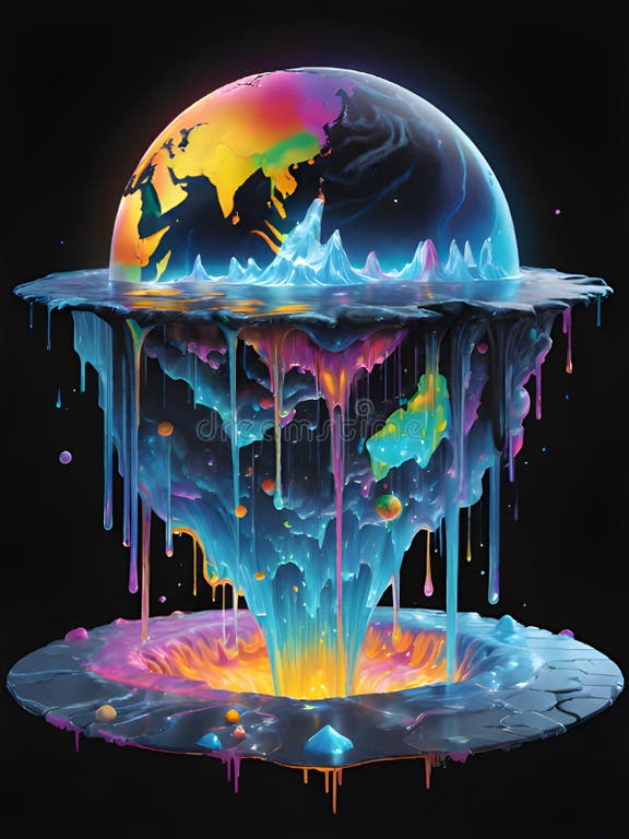 A Liquid Globe with a Rainbow Drip Stock Illustration - Illustration of design, splash: 305970906
