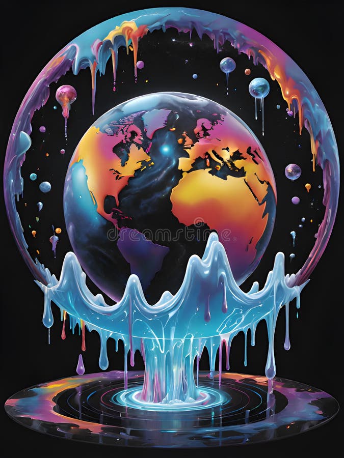 A Liquid Globe with a Rainbow Drip Stock Illustration - Illustration of ...
