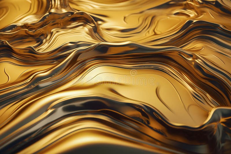Liquid Gold Background, Fluid Golden Metallic, Abstract Element ...