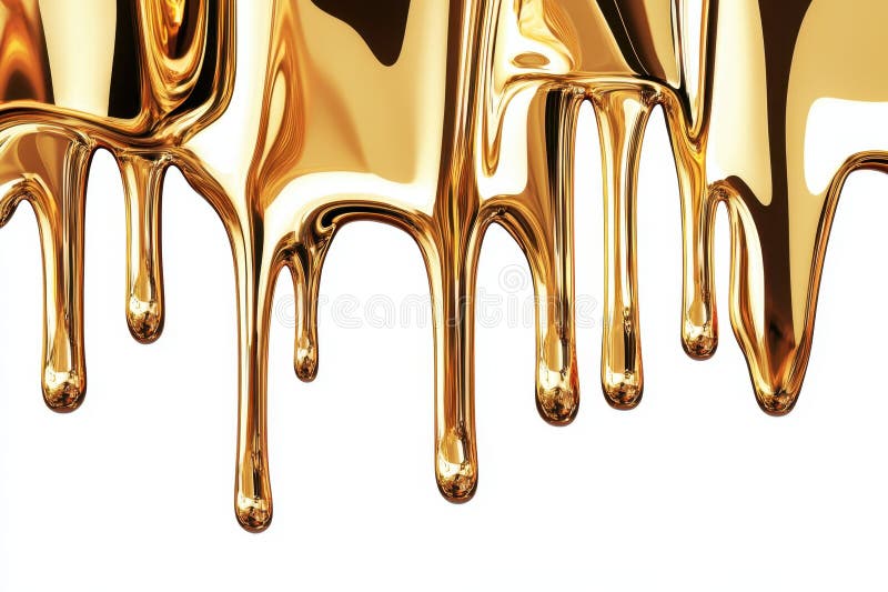 Liquid Gold Dripping Against White Background - Luxurious Abstract Art ...
