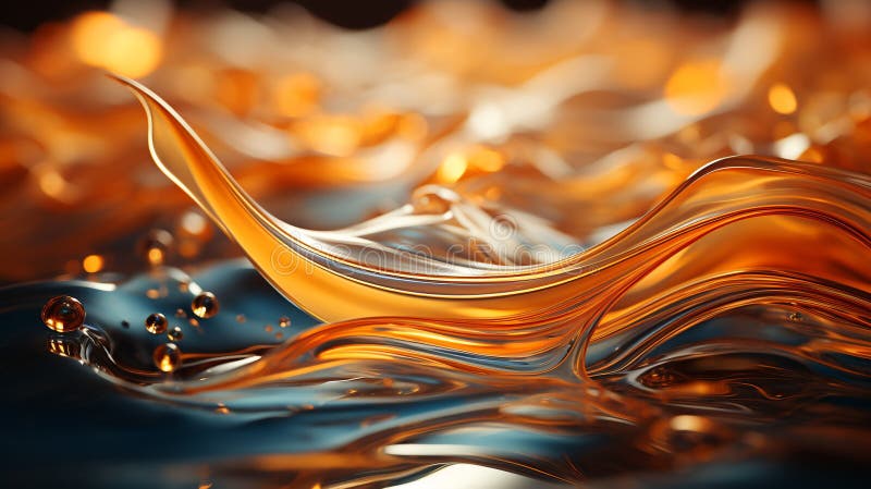 Liquid Gold Flows Like a River Current, There are Small Waves. Stock ...