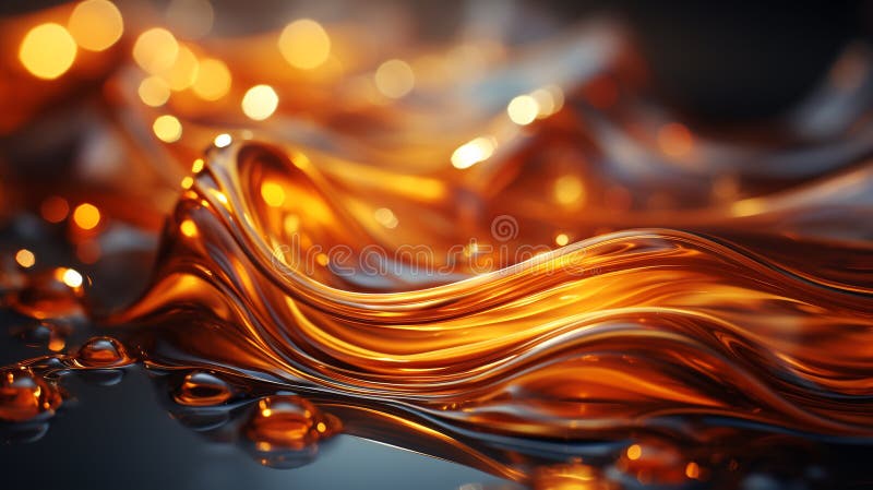 Liquid Gold Flows Like a River Current, There are Small Waves. Stock ...
