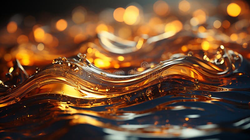 Liquid Gold Flows Like a River Current, There are Small Waves. Stock ...