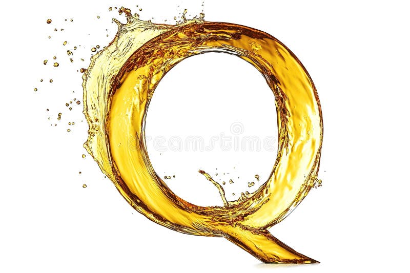 Liquid Gold Letter Q Splash Forming Shape, Detailed Texture and ...