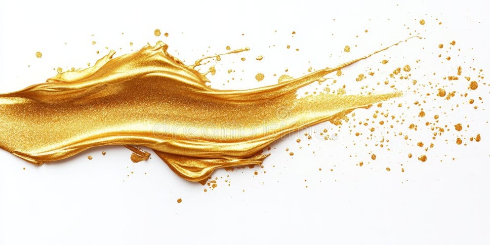 Liquid Gold Paint Stroke. Gold Design Element, Gold Paint Splash on ...