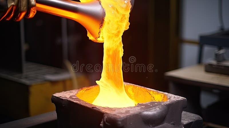 Liquid Gold Poured into Graphite Casting Form Stock Photo - Image of ...