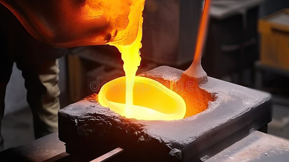 Liquid Gold Poured into Graphite Casting Form Stock Image - Image of ...