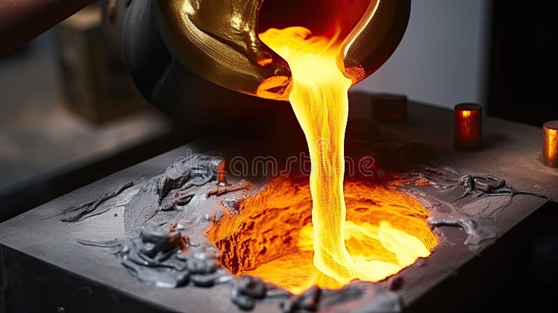 Liquid Gold Poured into Graphite Casting Form Stock Photo - Image of ...