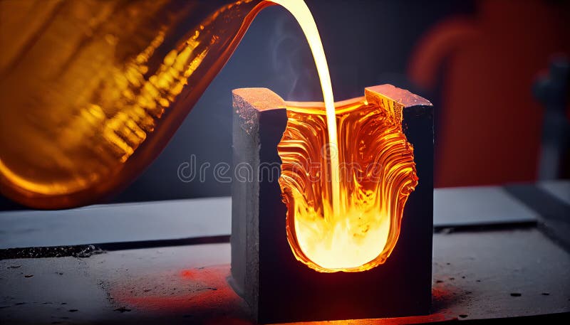 Liquid Gold Poured into Graphite Casting Form Stock Illustration ...